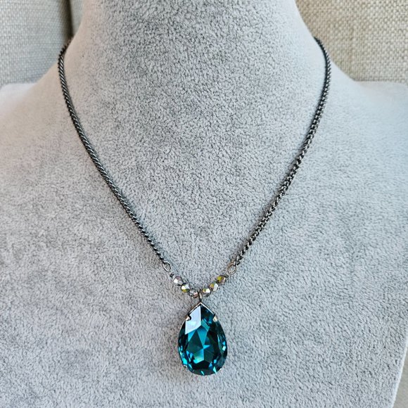 Sabika | Jewelry | Sabika Blue Teardrop Crystal Necklace | Poshmark